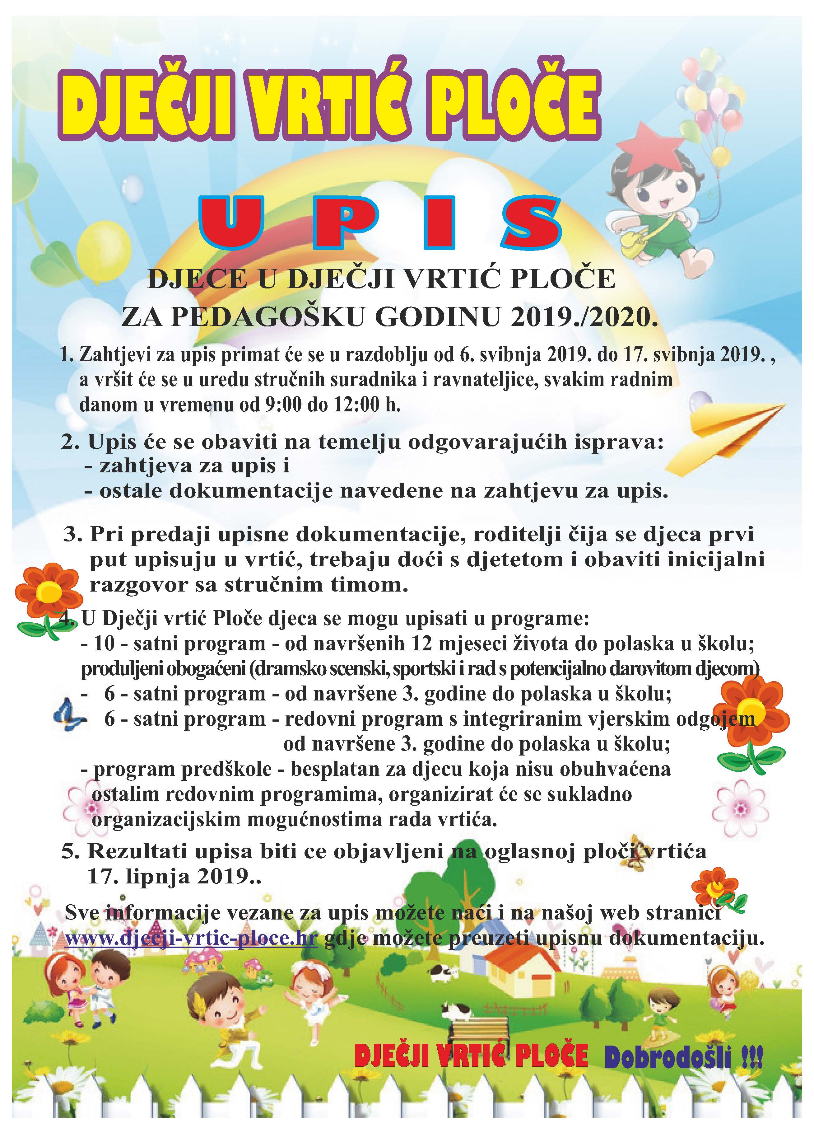 Upisi – Dječji vrtić Ploče
